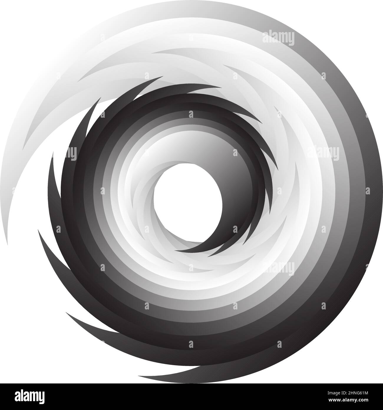 Spiral, swirl, twirl. Rotating segmented circle, circular swoosh circle ...