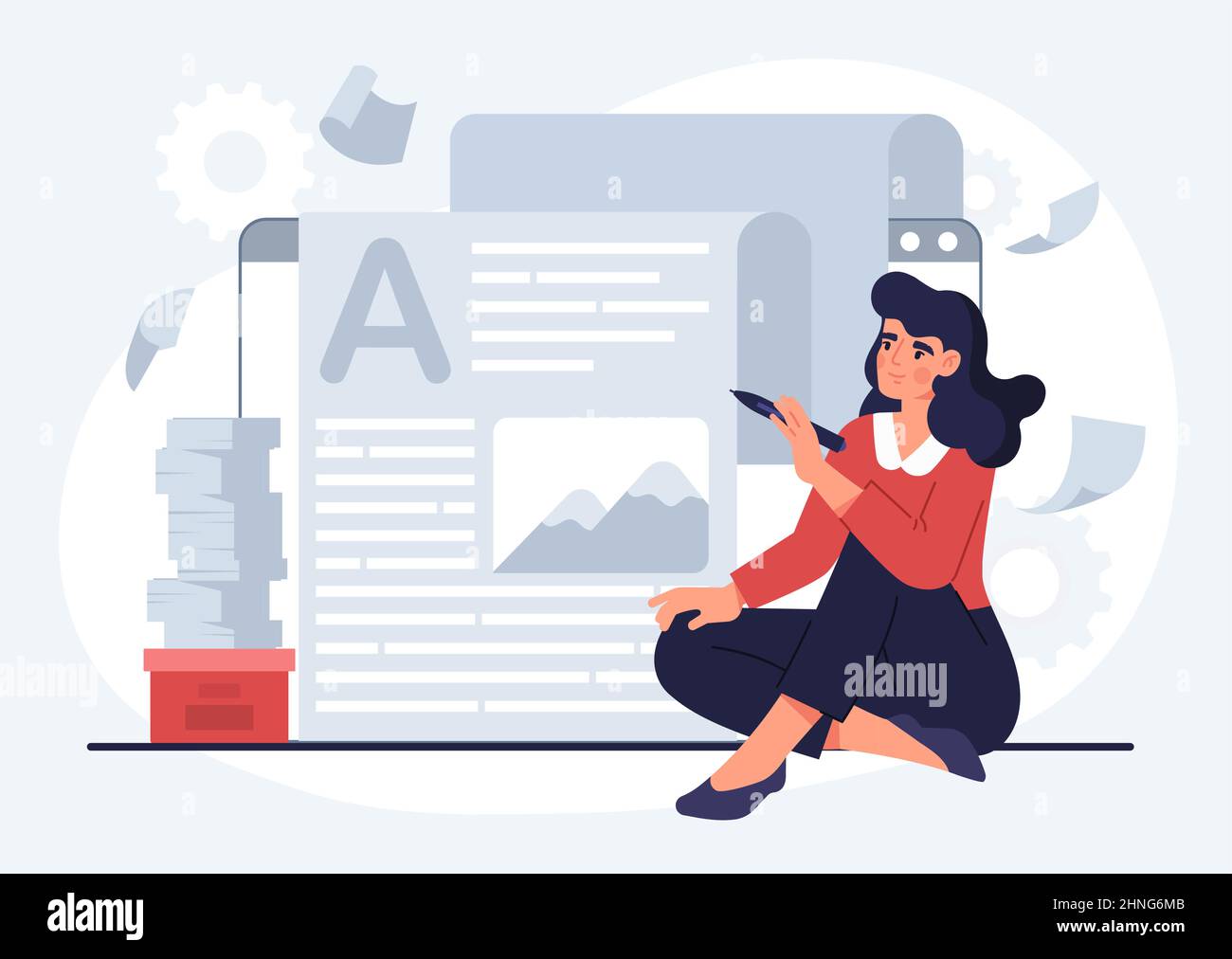 Woman write blog Stock Vector Image & Art - Alamy