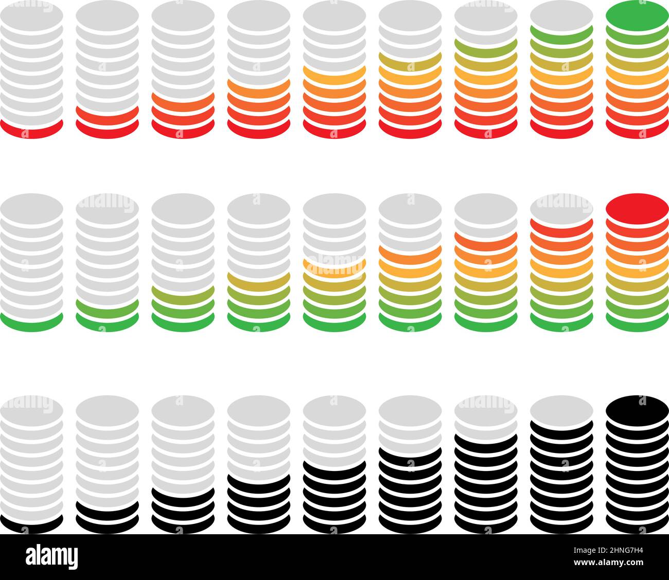 Progress bar. Steps, phases, level indicator. Yardstick meter. Rank ...