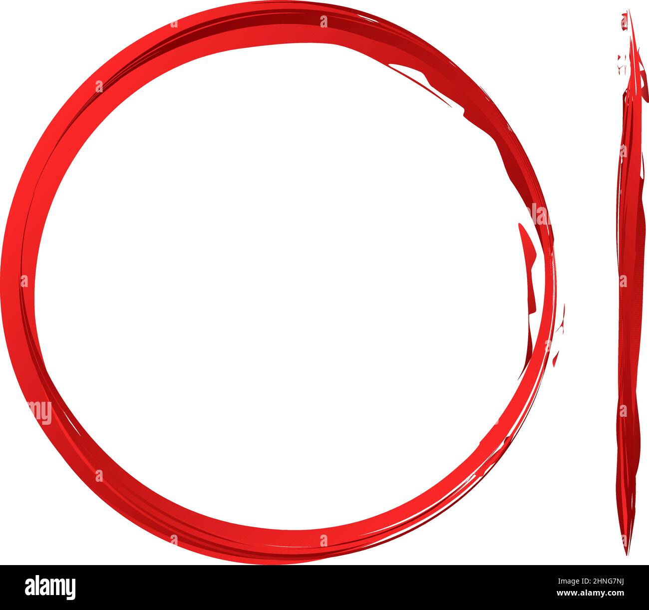 Red grungy, grunge circle and brushstroke with sketchy, doodle freehand ...