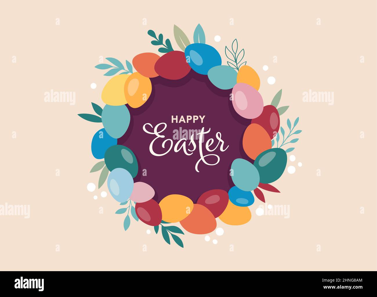 Happy Easter banner, poster, greeting card. Trendy Easter design with ...