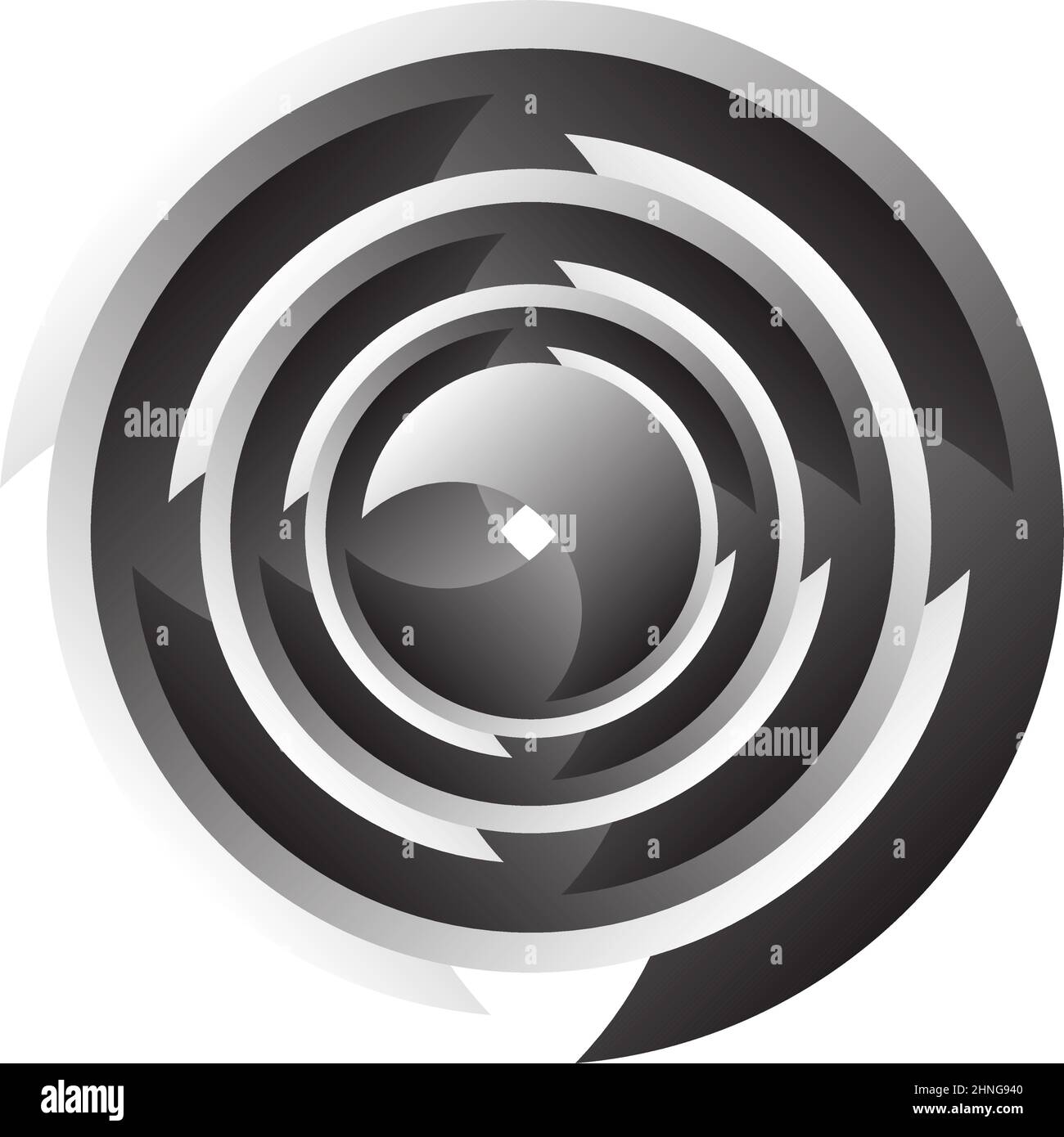 Spiral, swirl, twirl. Rotating segmented circle, circular swoosh circle ...