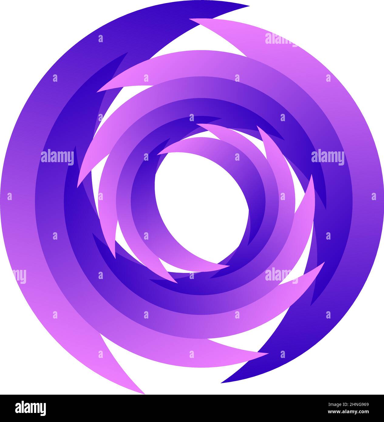 Spiral, swirl, twirl. Rotating segmented circle, circular swoosh circle ...