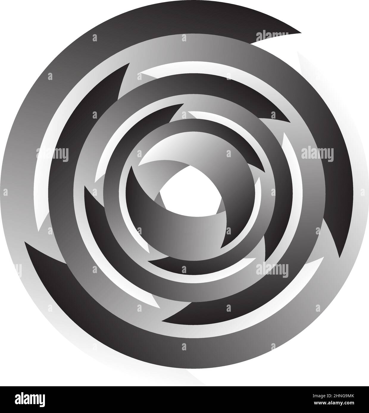 Spiral, swirl, twirl. Rotating segmented circle, circular swoosh circle ...