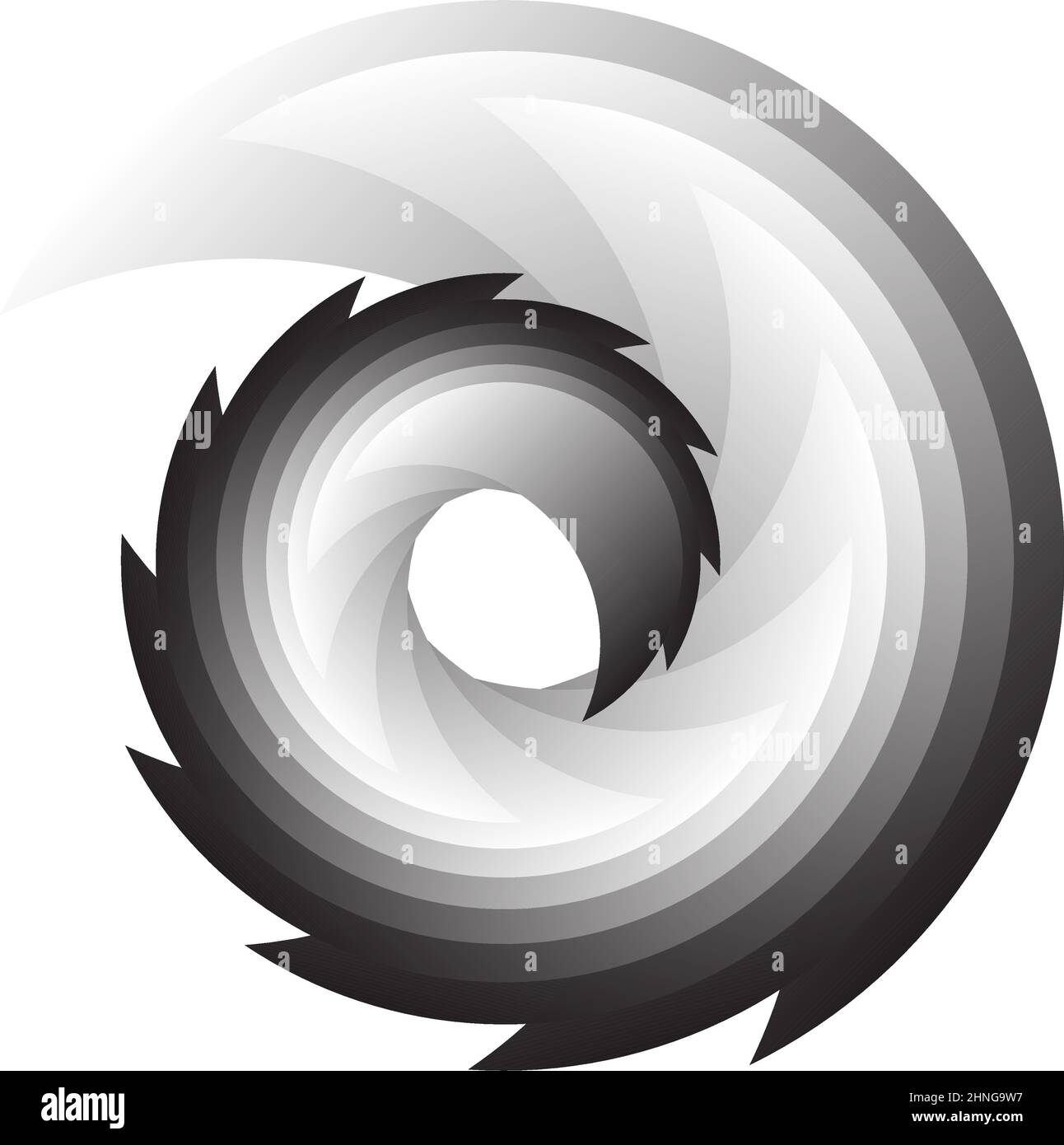Spiral, swirl, twirl. Rotating segmented circle, circular swoosh circle ...