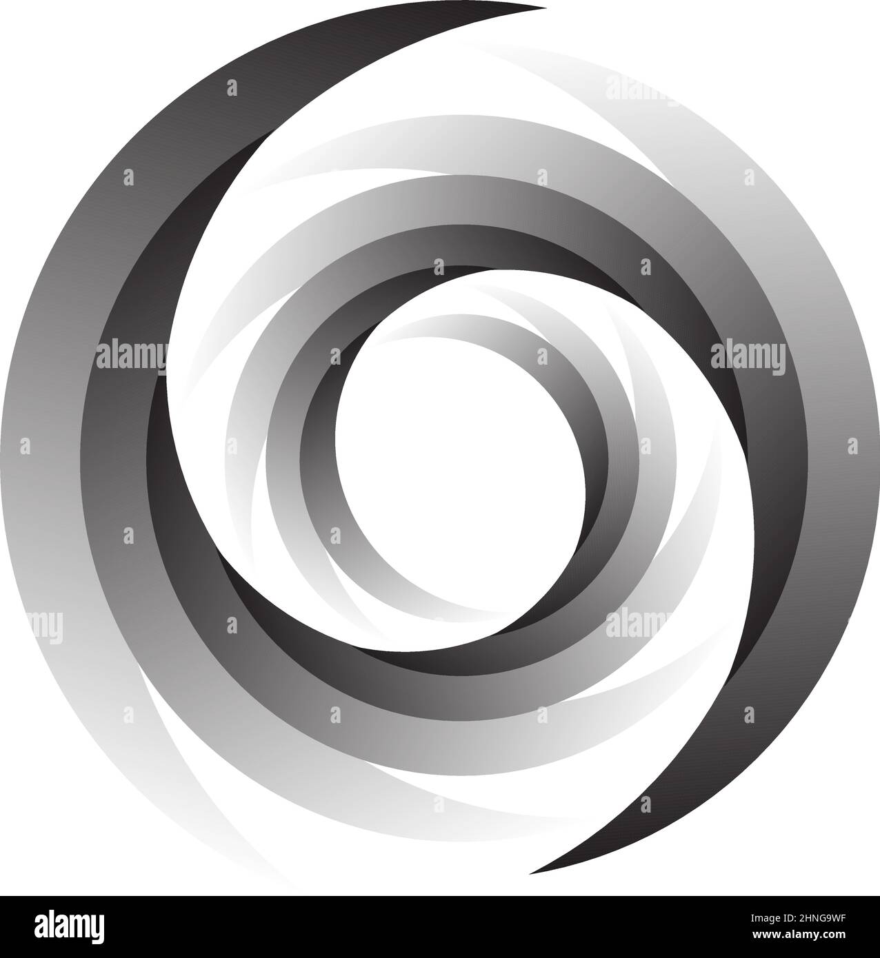 Spiral, swirl, twirl. Rotating segmented circle, circular swoosh circle ...
