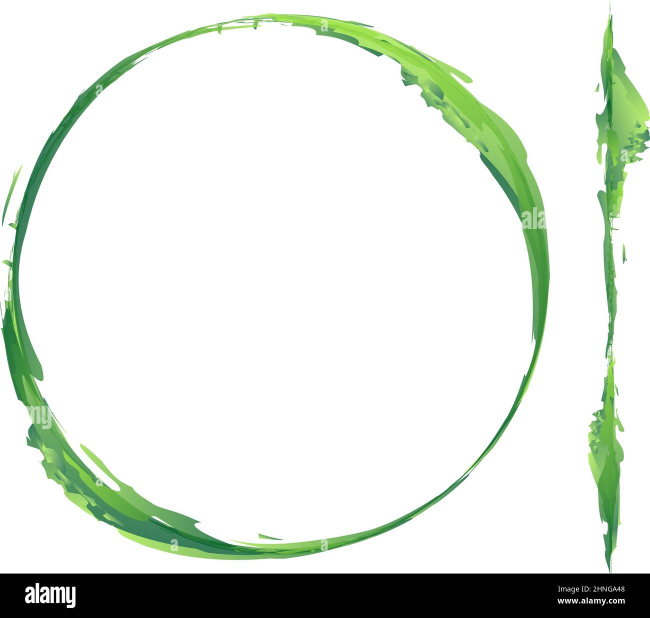Green grungy, grunge circle and brushstroke. Sketchy, doodle freehand ...