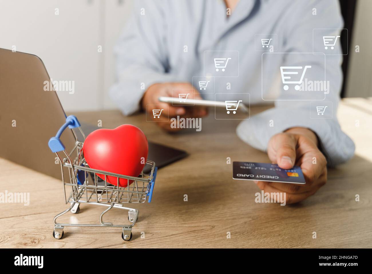 man shopping online payment, banking and online shopping Mobile banking ...