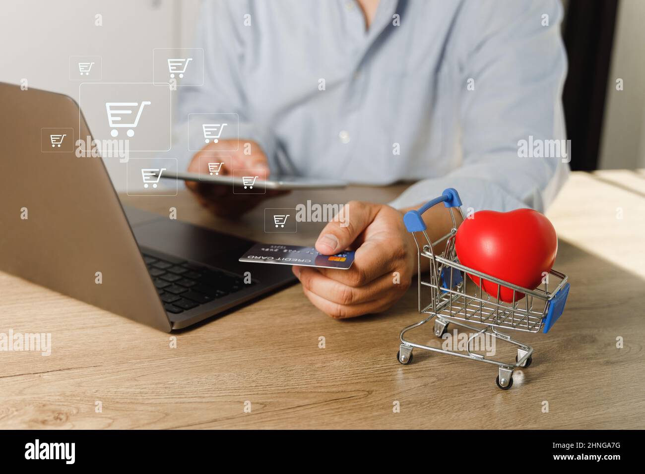 man shopping online payment, banking and online shopping Mobile banking ...