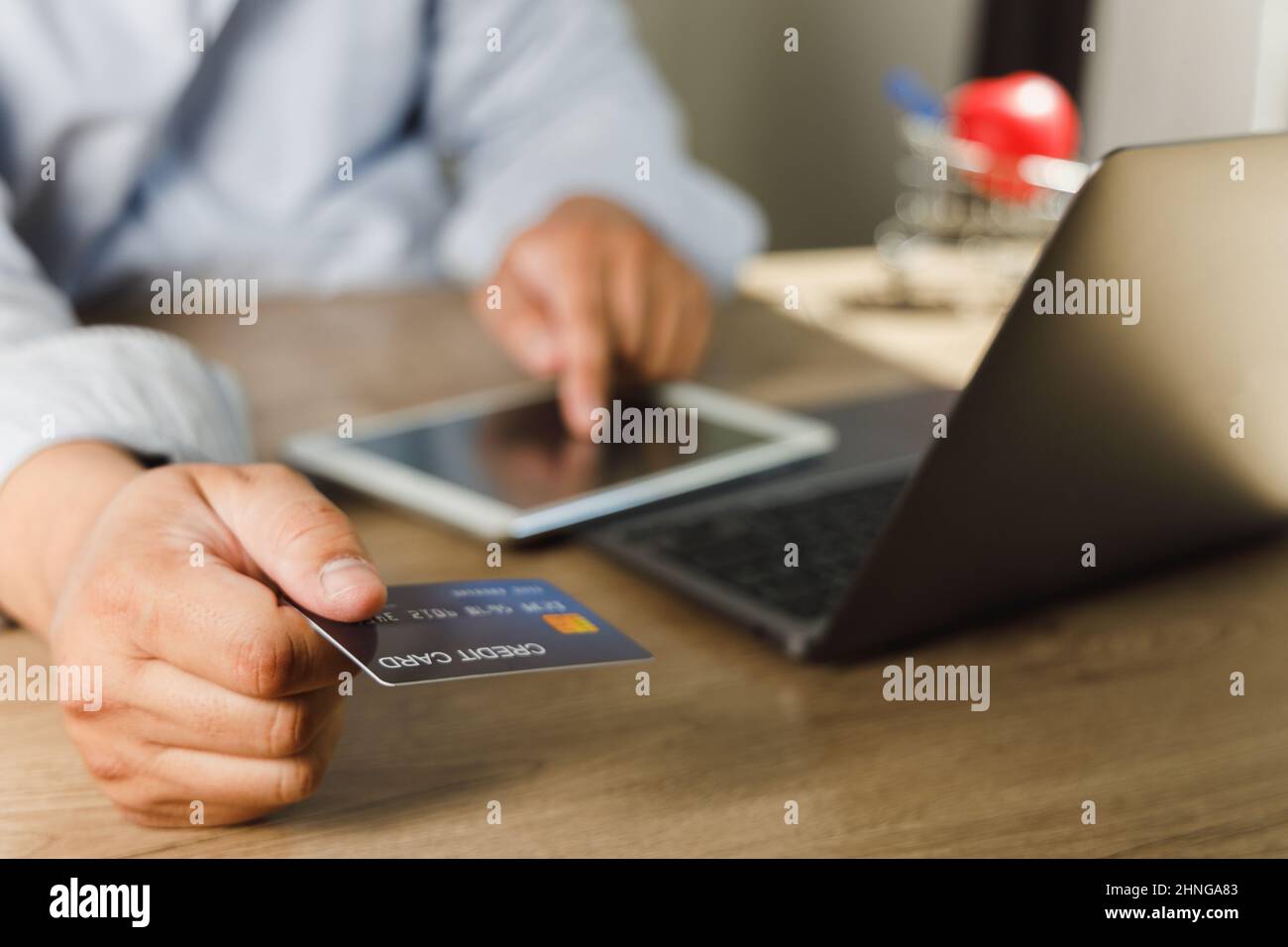 man shopping online payment, banking and online shopping Mobile banking ...