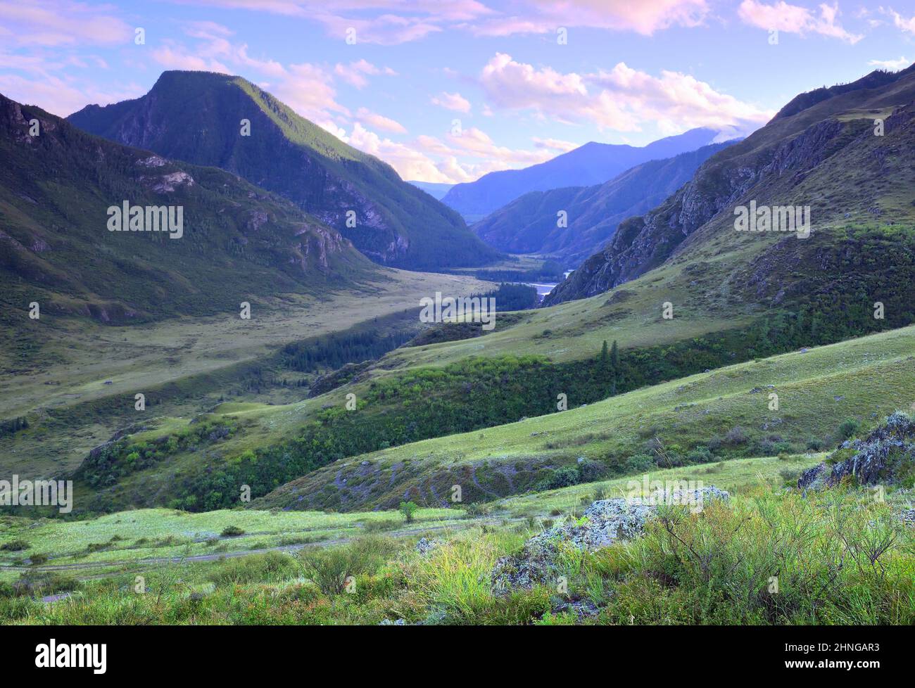 Rocky peaks covered with vegetation. Siberia, Russia Stock Photo - Alamy