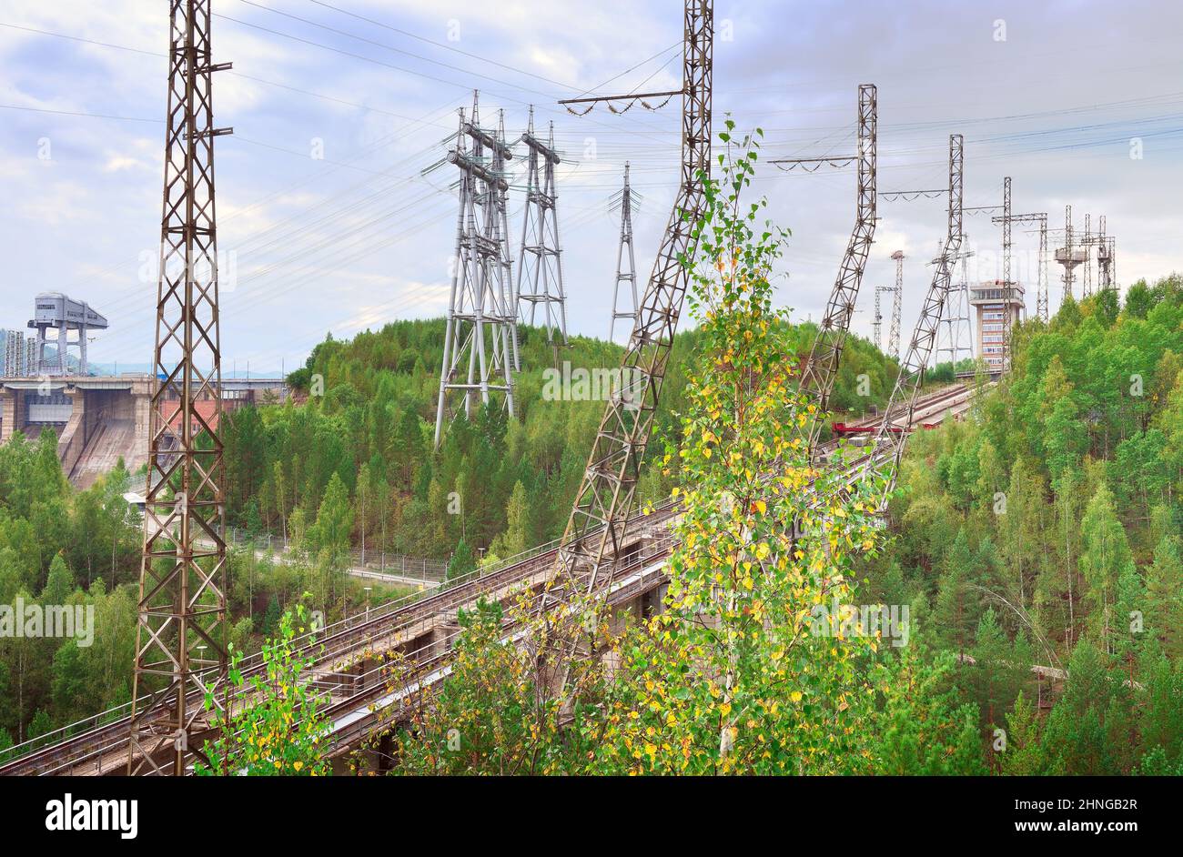 A rail overpass for lifting ships through the dam of the largest power ...