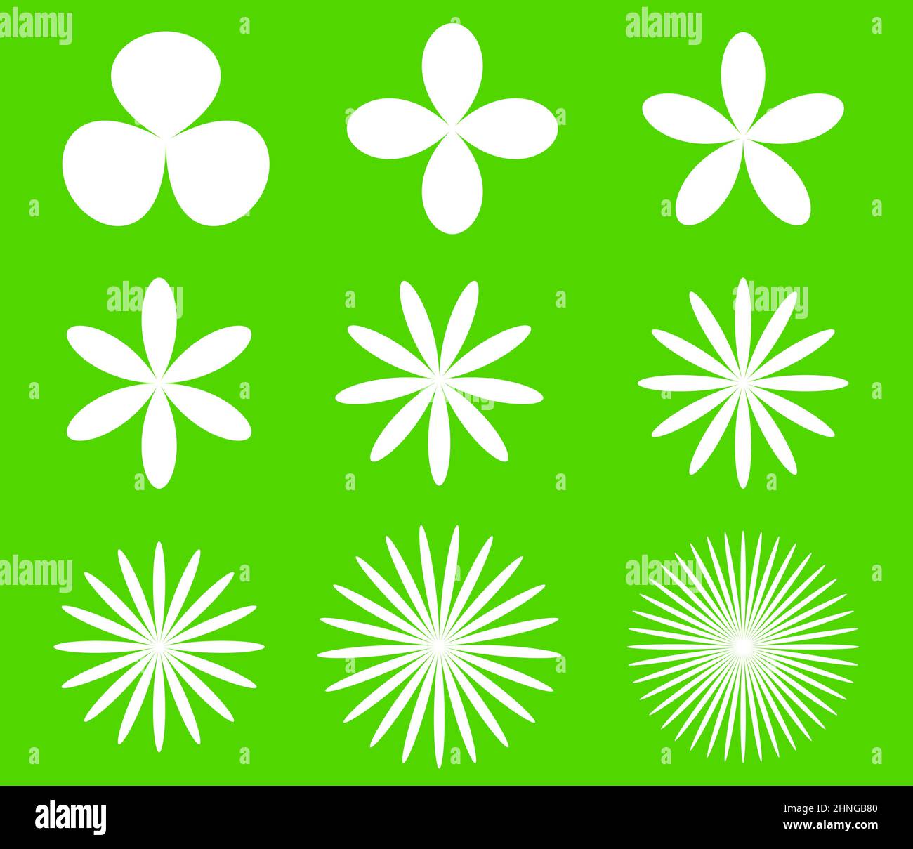 Simple flower shapes, petals silhouette - stock vector illustration ...