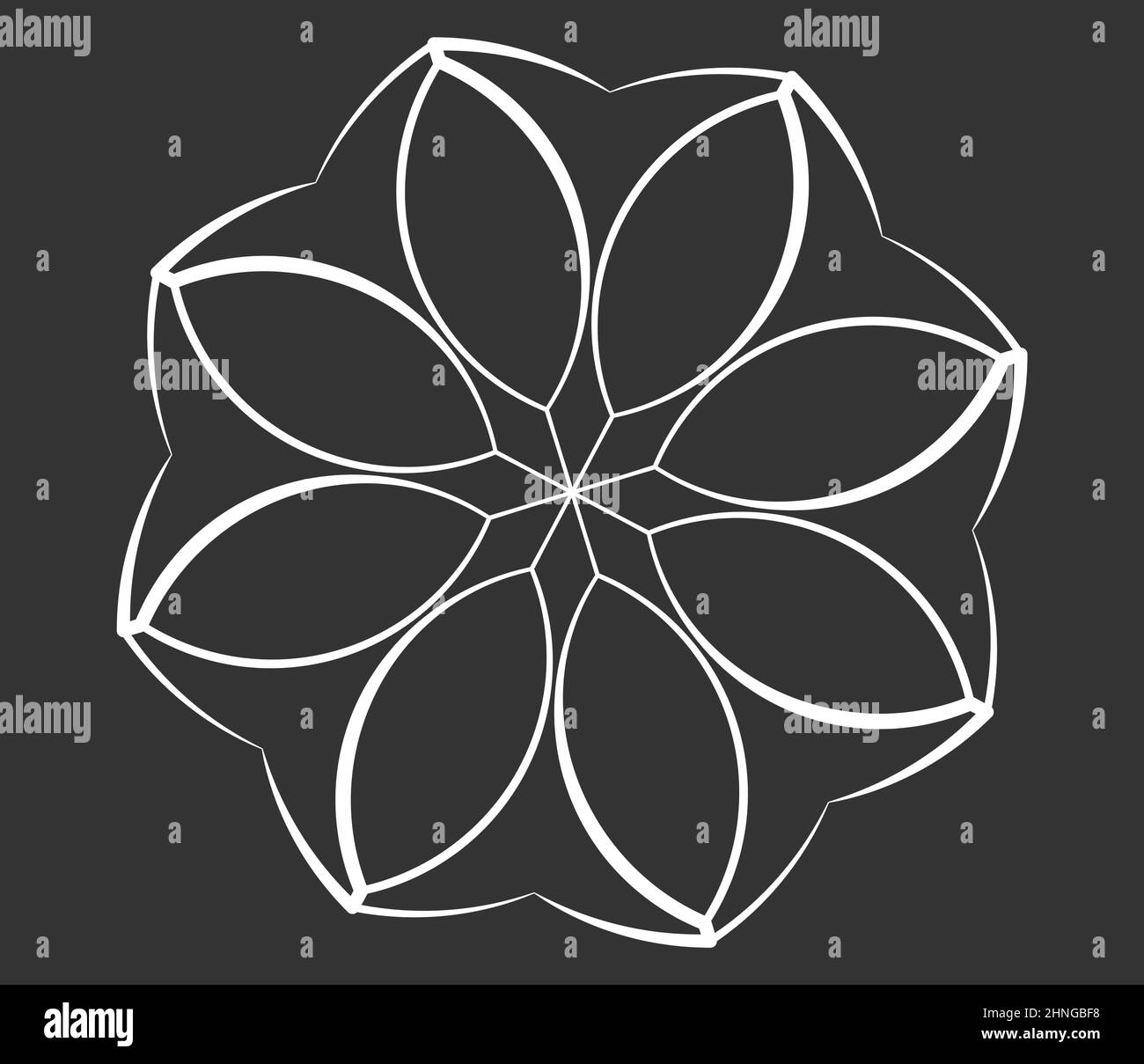 Radiating mandala. Circular geometric motif, icon, shape - stock vector ...