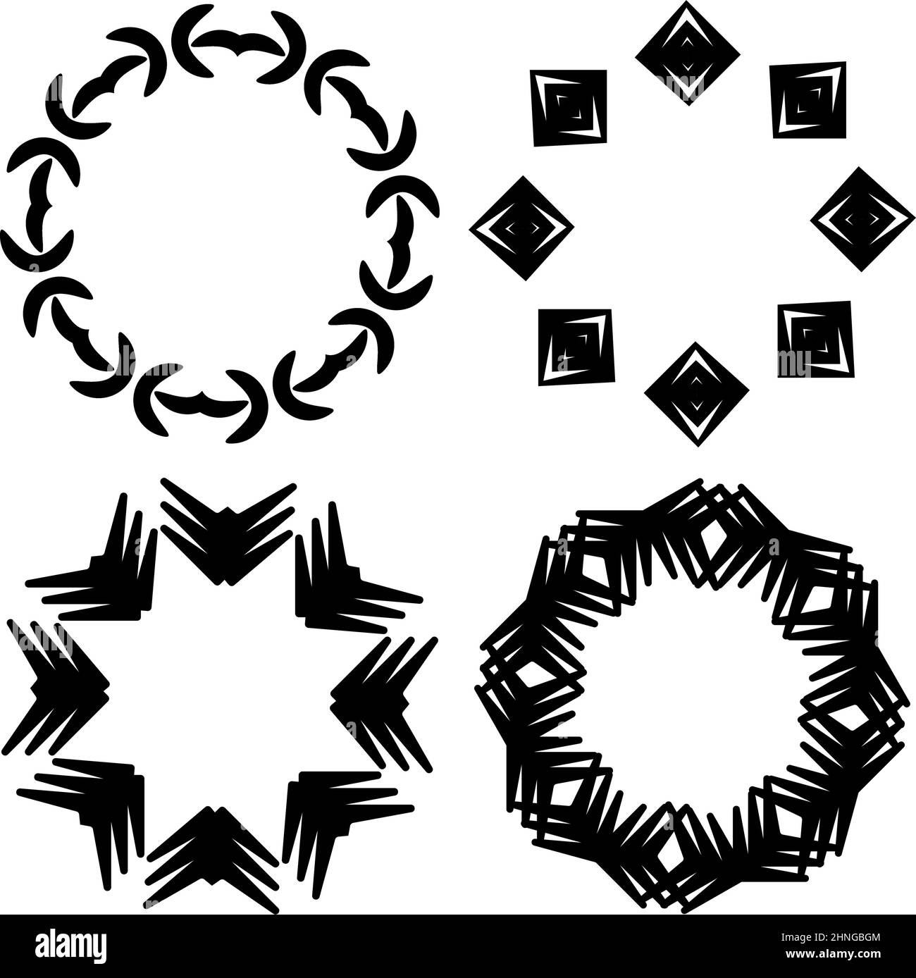 Symmetric, mirrored circular mandala, motif abstract geometric circle ...