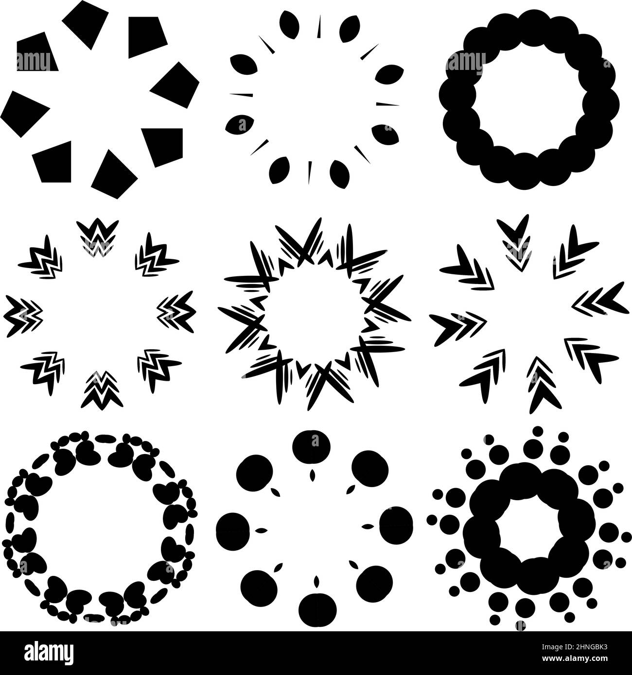 Symmetric, mirrored circular mandala, motif abstract geometric circle ...