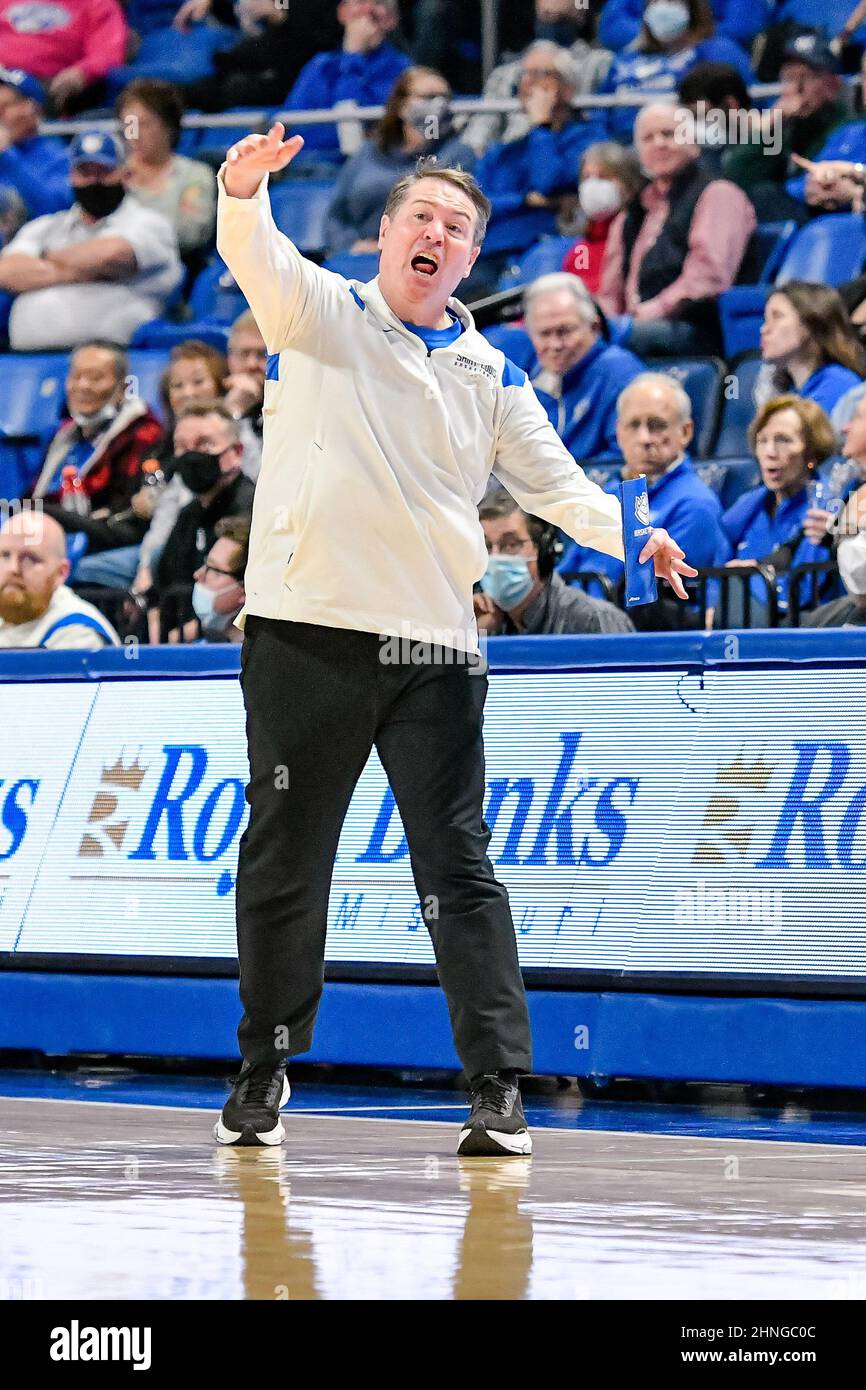 February 16, 2022: Saint Louis Billikens head coach Travis Ford motions ...
