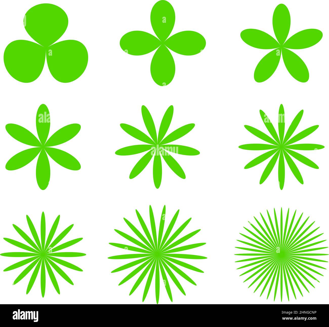 Simple flower shapes, petals silhouette - stock vector illustration ...