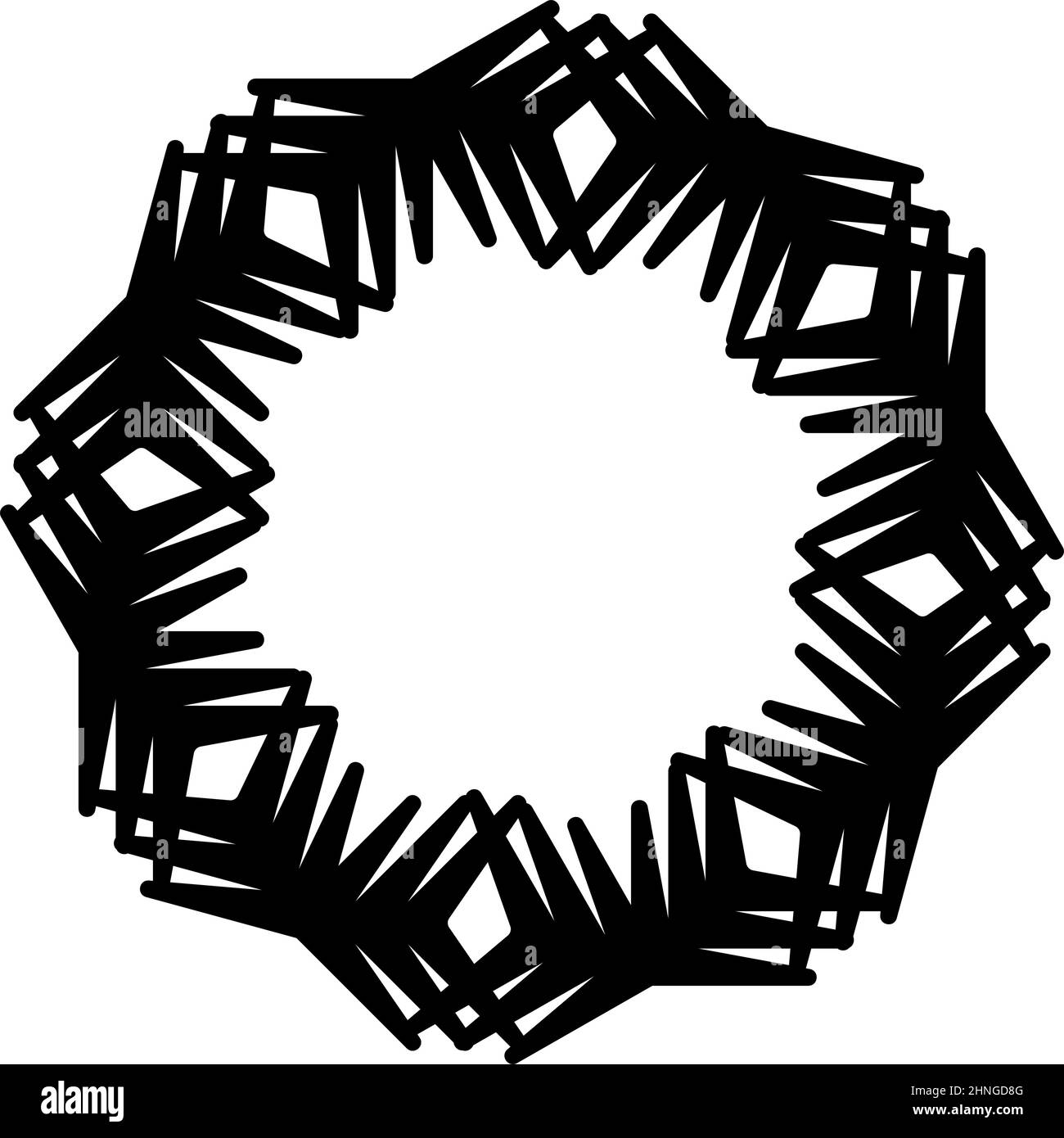 Symmetric, mirrored circular mandala, motif abstract geometric circle ...