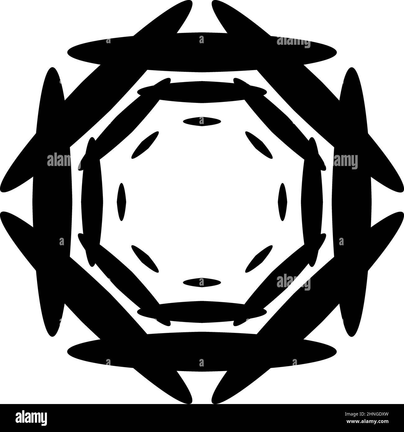 Symmetric, mirrored circular mandala, motif abstract geometric circle ...