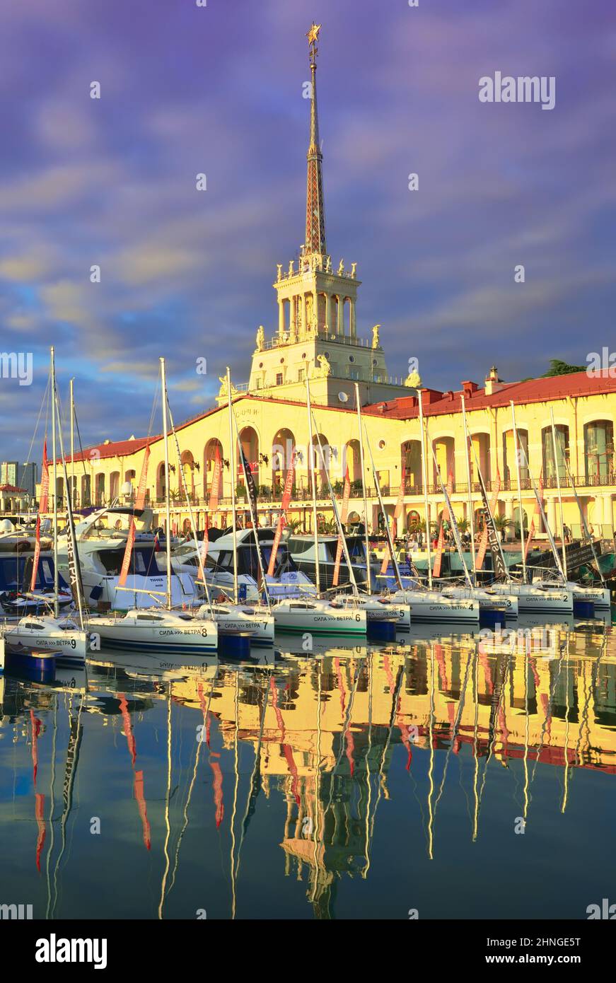 Sochi, Russia - 11.01.2021: Sailing yachts "Wind Power" at the sea ...