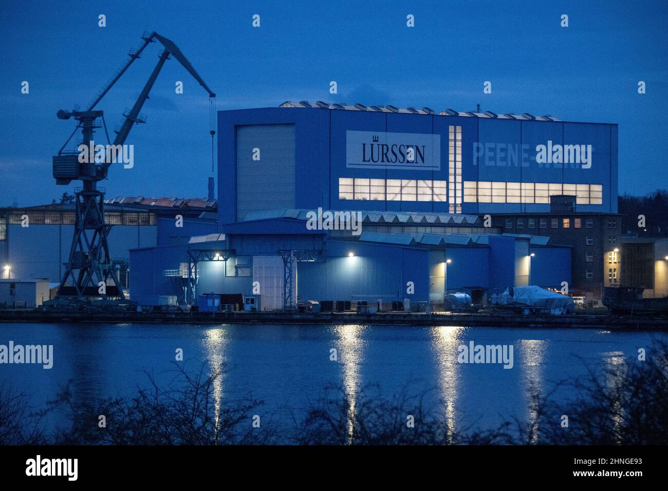 Wolgast, Germany. 15th Feb, 2022. View of the shipyard hall at the ...