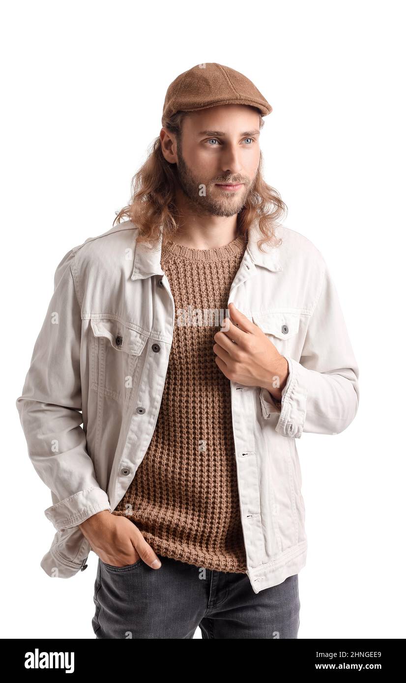 Handsome stylish guy on white background Stock Photo - Alamy