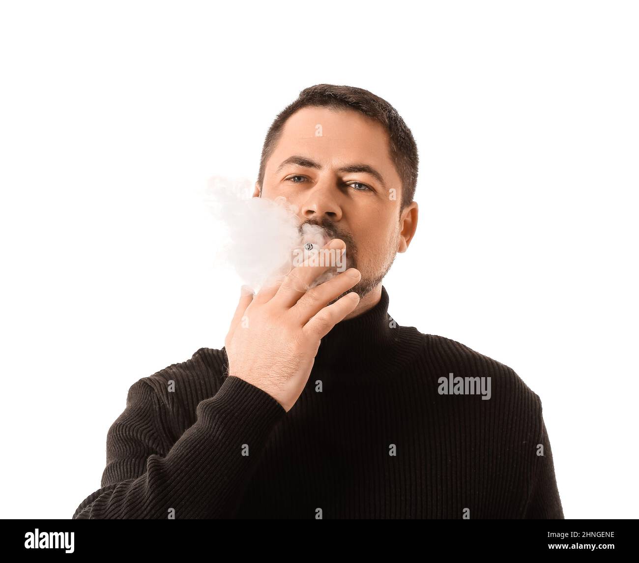 Smoking man isolated on white Stock Photo - Alamy