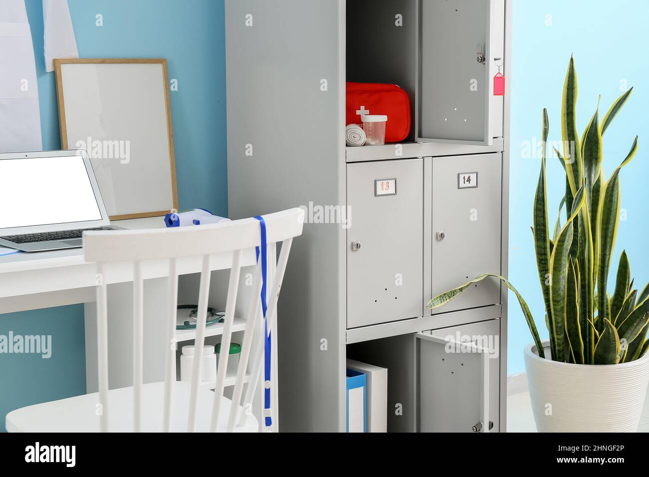 Interior of doctor's office with locker in clinic Stock Photo - Alamy