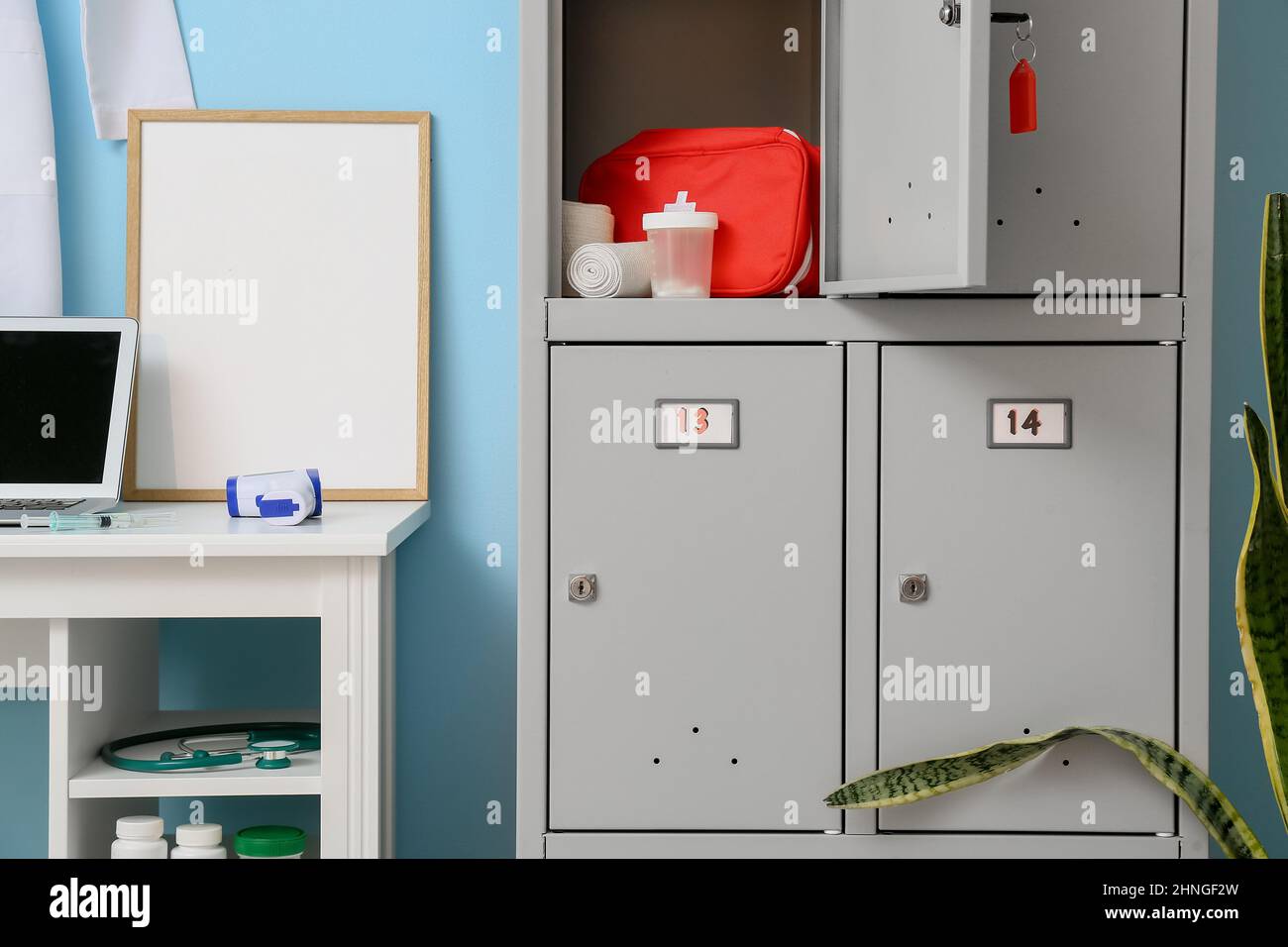 Interior of doctor's office with locker in clinic Stock Photo - Alamy