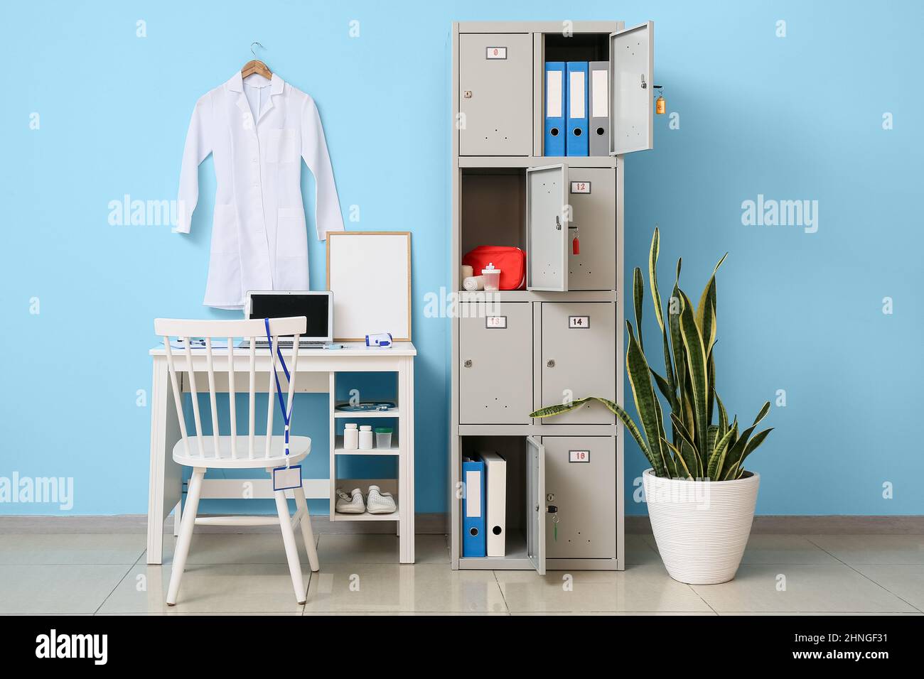 Interior of doctor's office with locker in clinic Stock Photo - Alamy