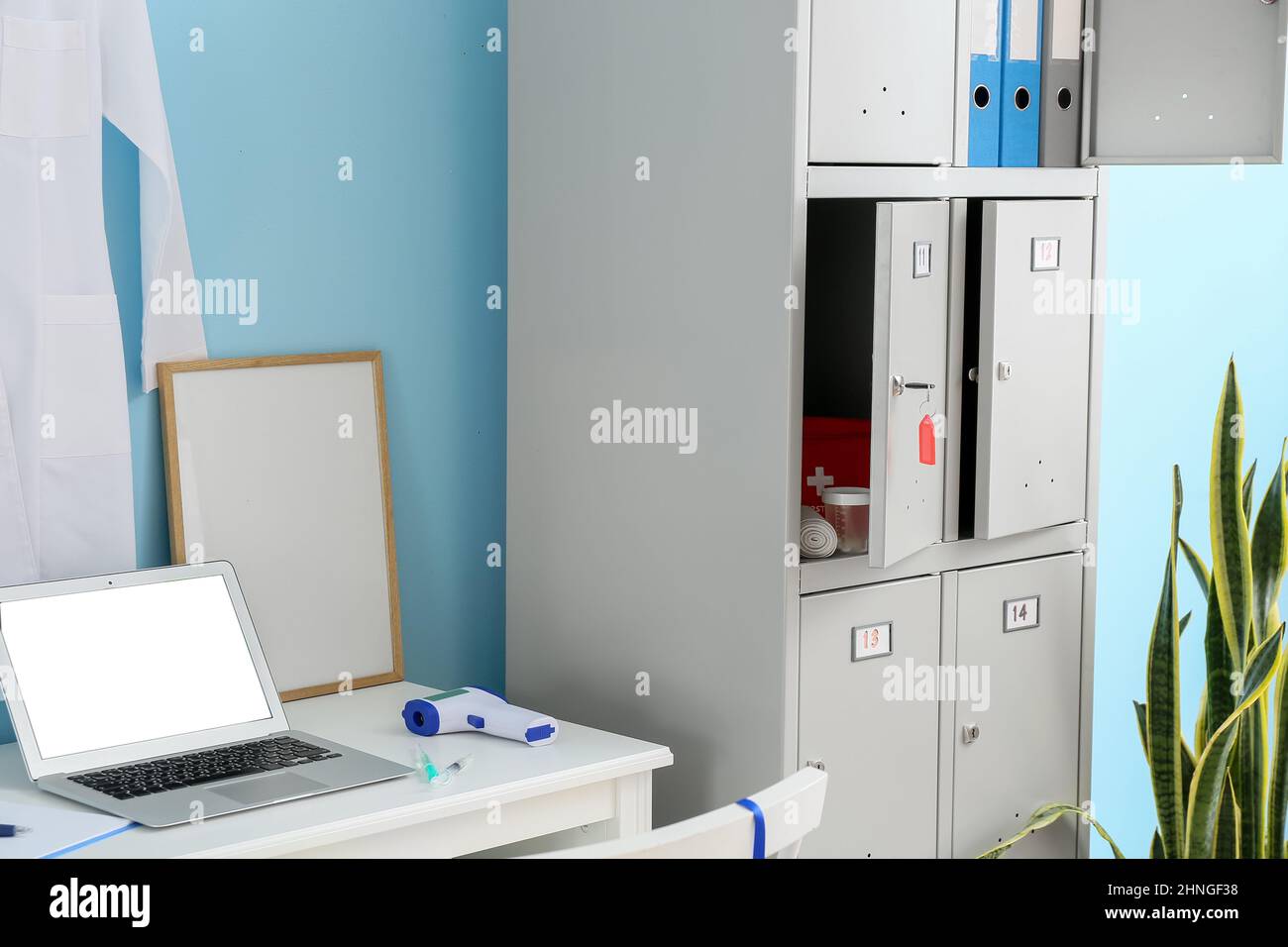 Interior of doctor's office with locker in clinic Stock Photo - Alamy