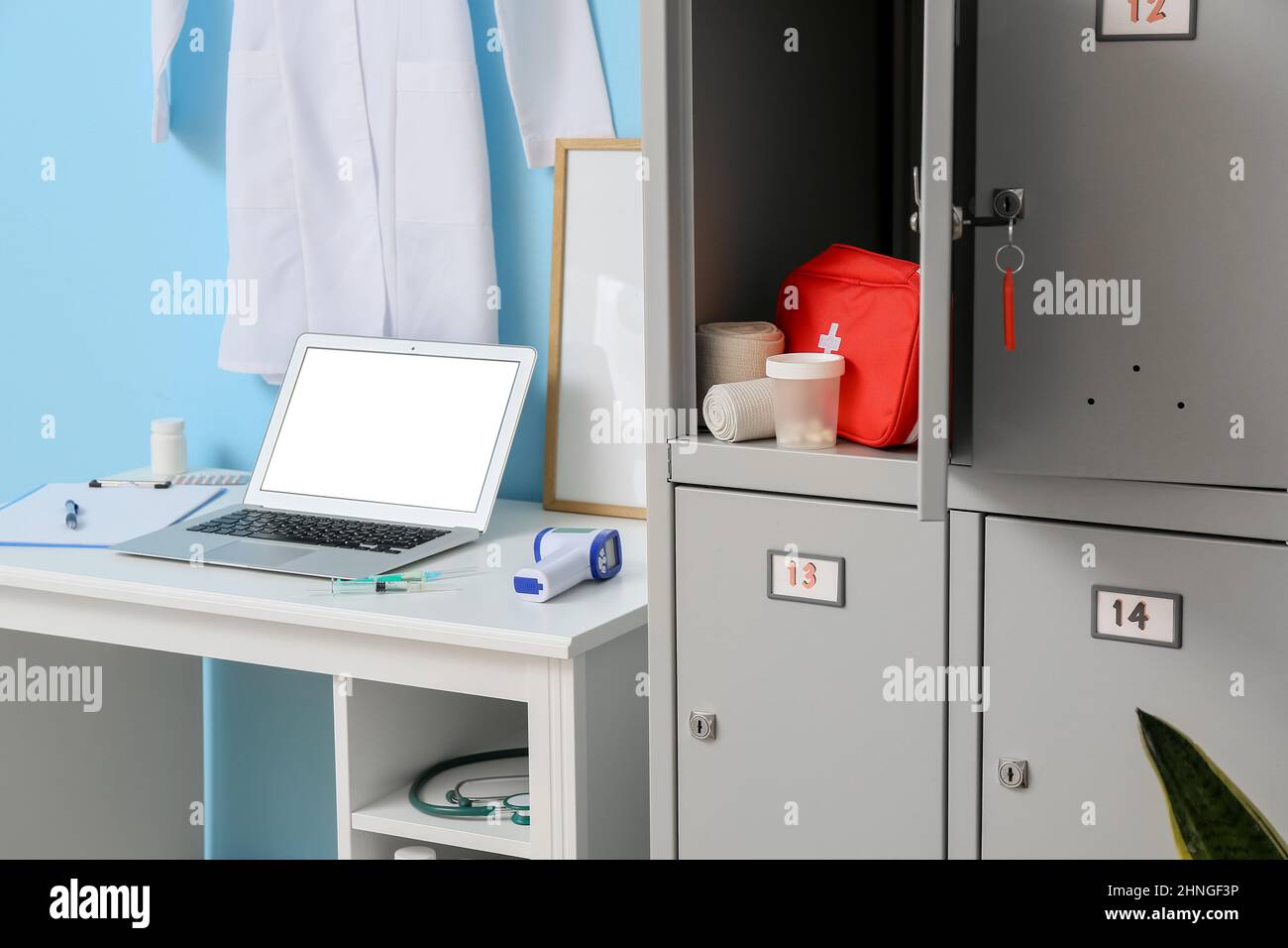 Interior of doctor's office with locker in clinic Stock Photo - Alamy