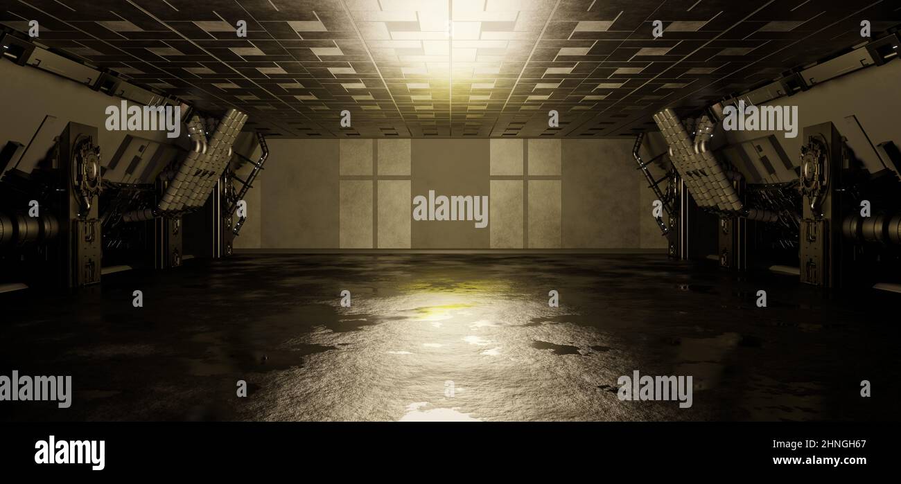 Empty Futuristic Engine Room Laboratory Avant Garde Copper Colors ...