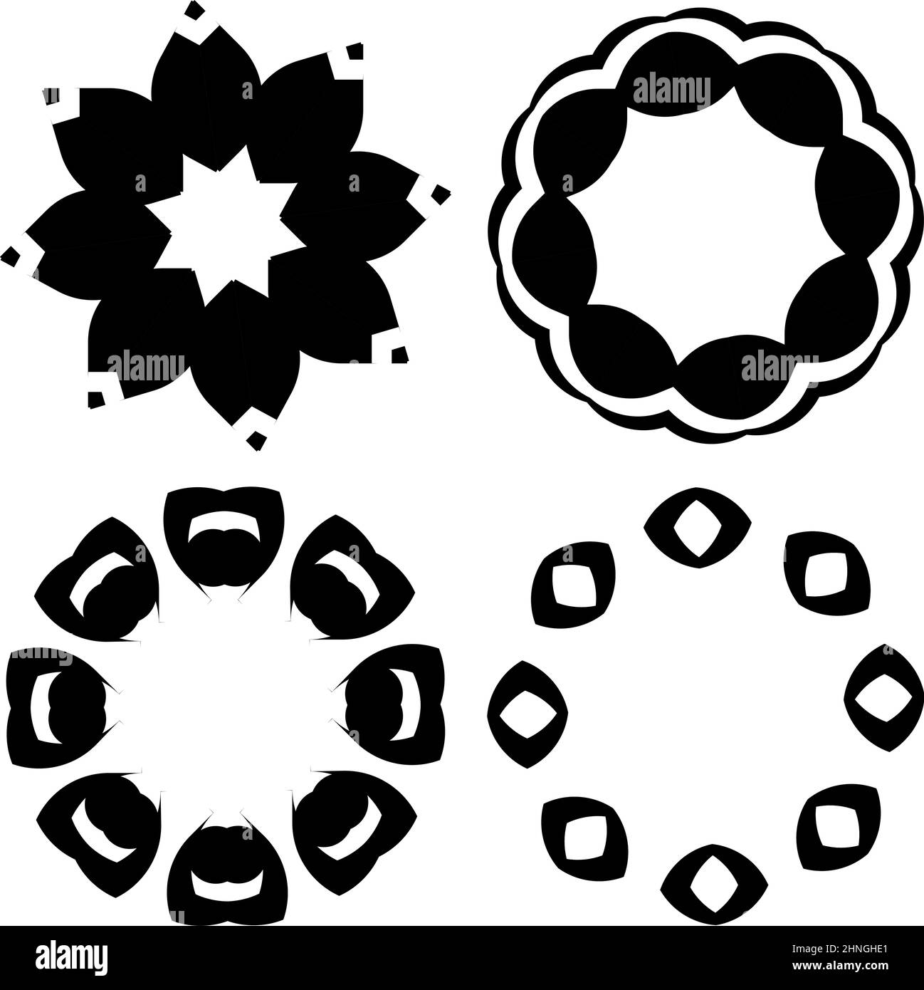 Symmetric, mirrored circular mandala, motif abstract geometric circle ...