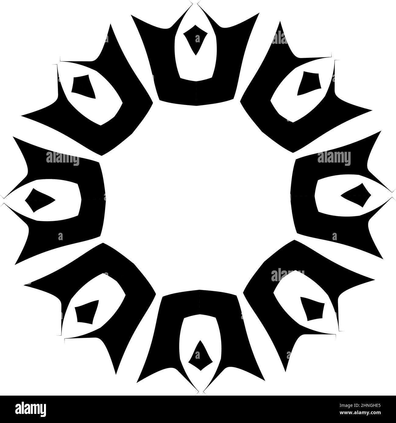 Symmetric, mirrored circular mandala, motif abstract geometric circle ...