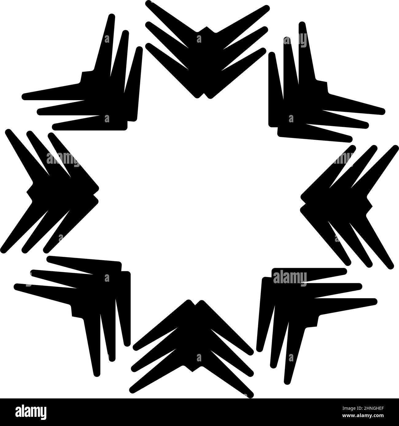 Symmetric, mirrored circular mandala, motif abstract geometric circle ...