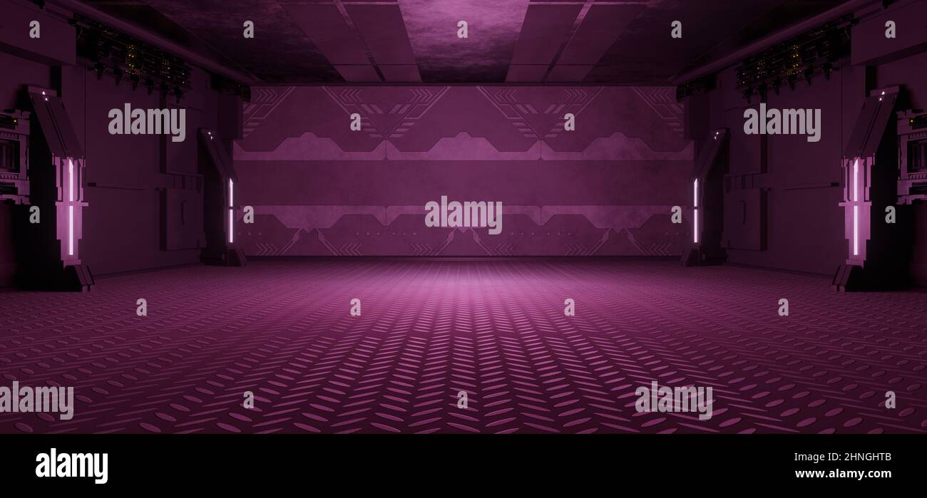 Sci-Fi Alien Hangar Tunnel Futuristic Hallway Cyberpunk Disco Future ...