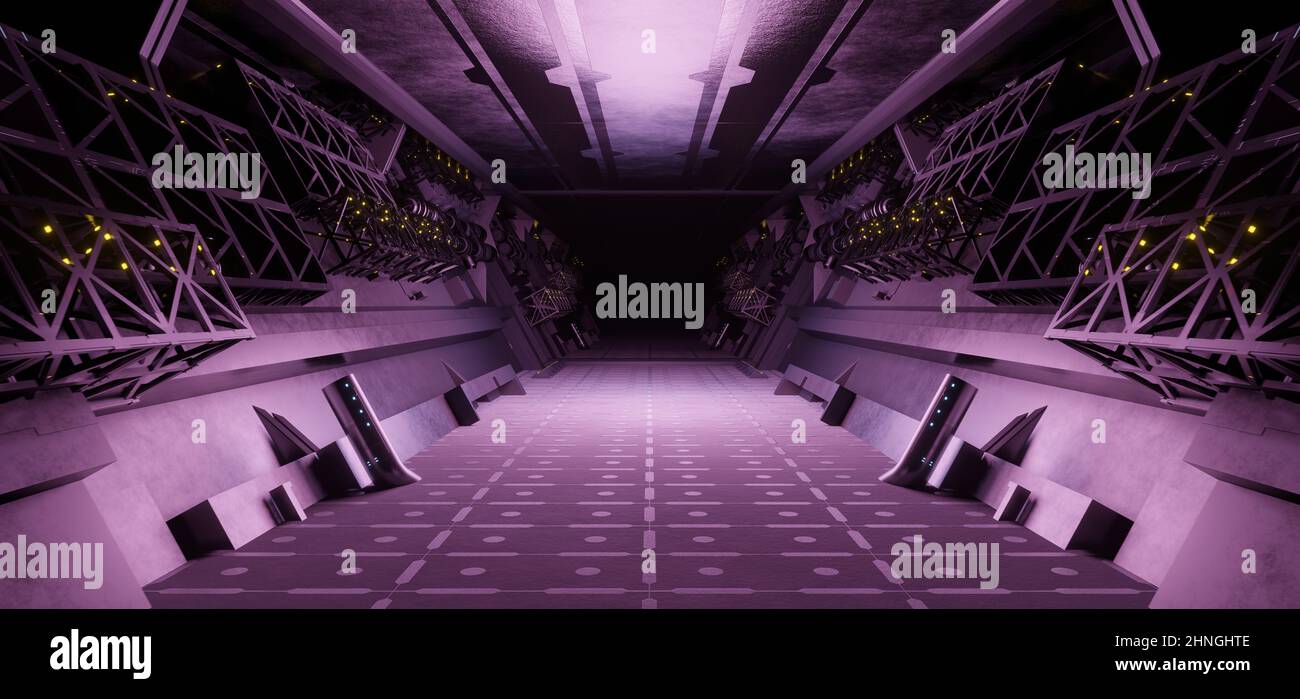 Ultramodern Dystopian Space Background Alien Tunnel Ship Corridor ...