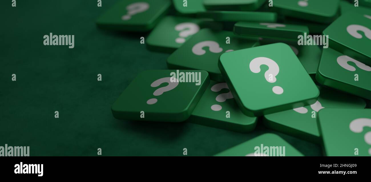 Green question mark on a background of white signs Concept of Asking ...