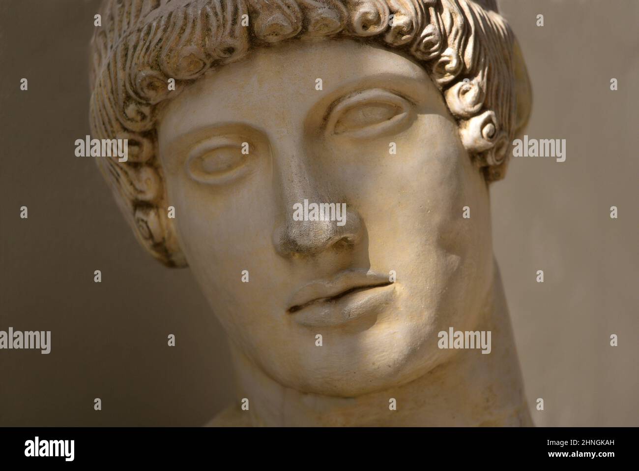 Classical 4th century B.C. finely carved marble replica head ...