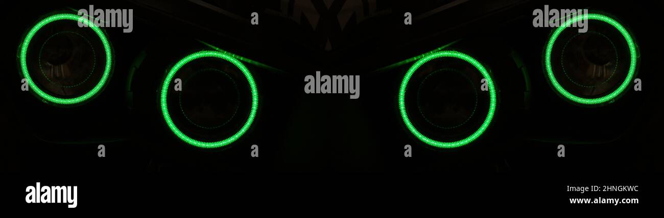 Racing ATV With Green LED Lights lit at night 4-wheeler Headlights ...