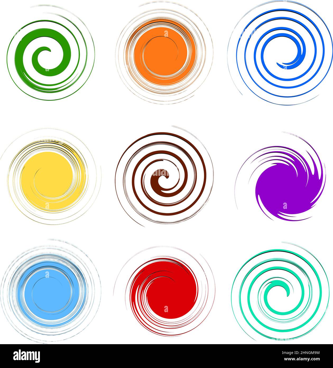 Swirl twirl, spiral, vortex shape. Circular, radial lines element with ...