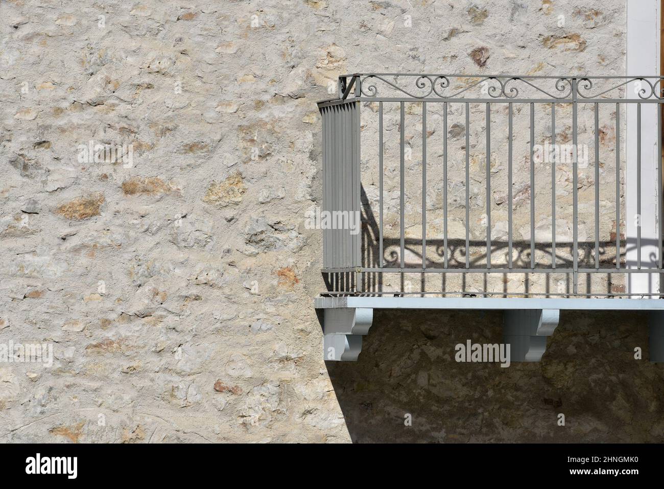 Traditional rural house handcrafted grey wrought iron balcony railing ...