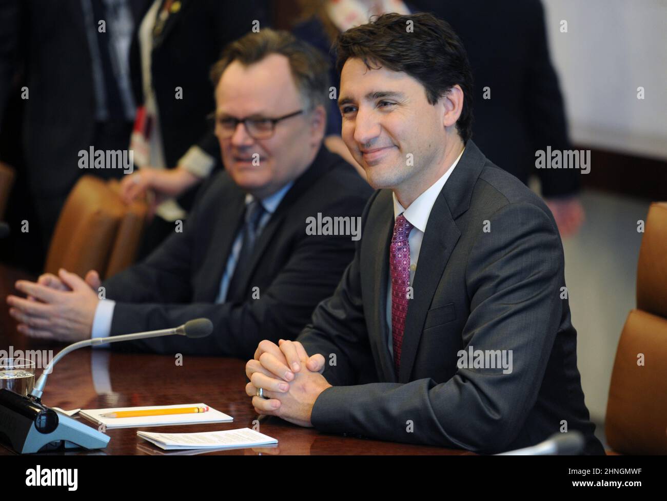 NEW YORK, NY - APRIL 06: Prime Minister of Canada Justin Trudeau speaks ...