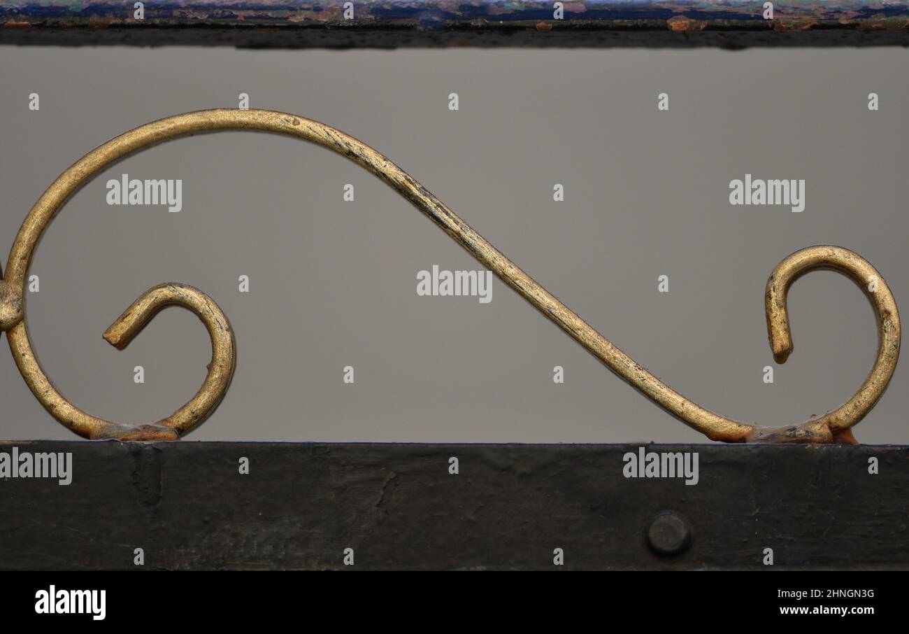 Old Neoclassical house handcrafted golden wrought iron entrance gate ...