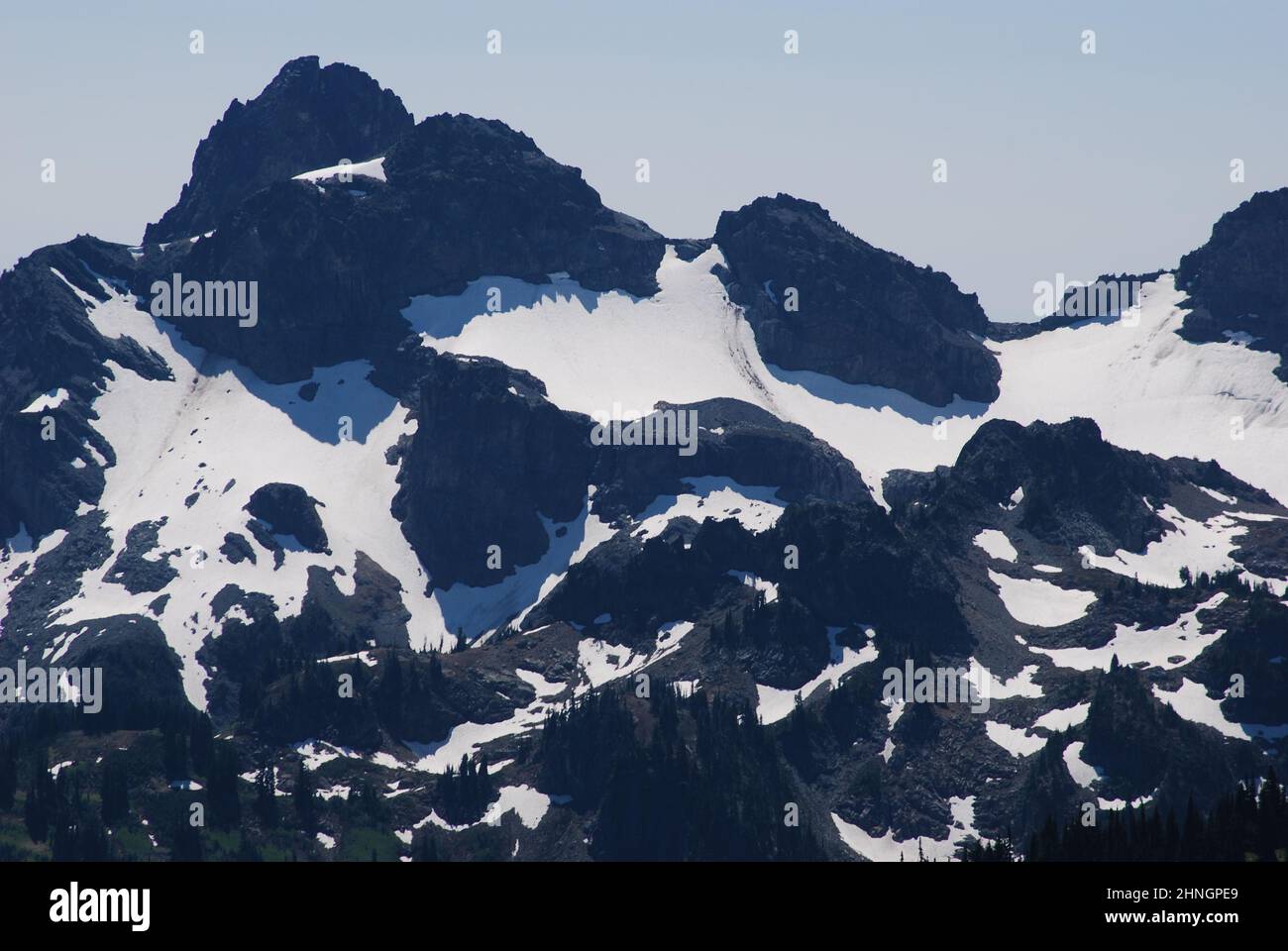 Rock, ice, and snow dominate the scenery at Mount Rainier National Park ...