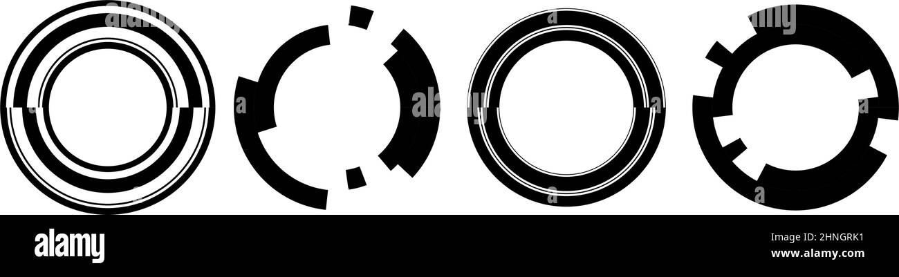 Set of abstract circle graphic. Geometric circle, ring design element ...