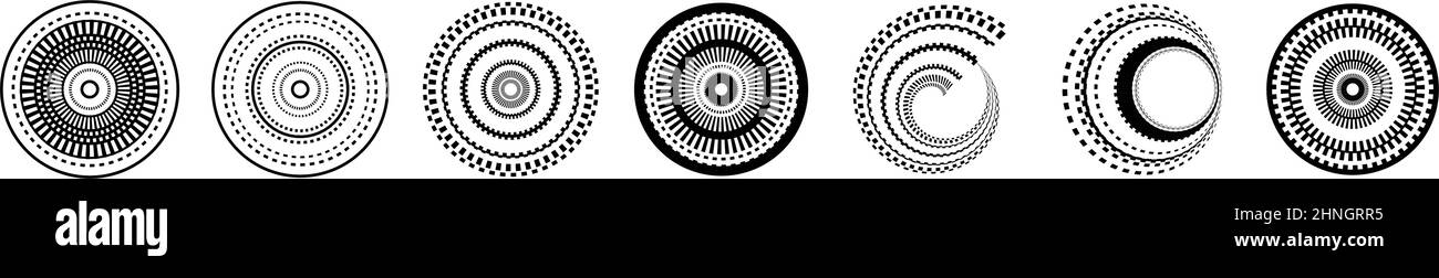 Set of abstract circle graphic. Geometric circle, ring design element ...