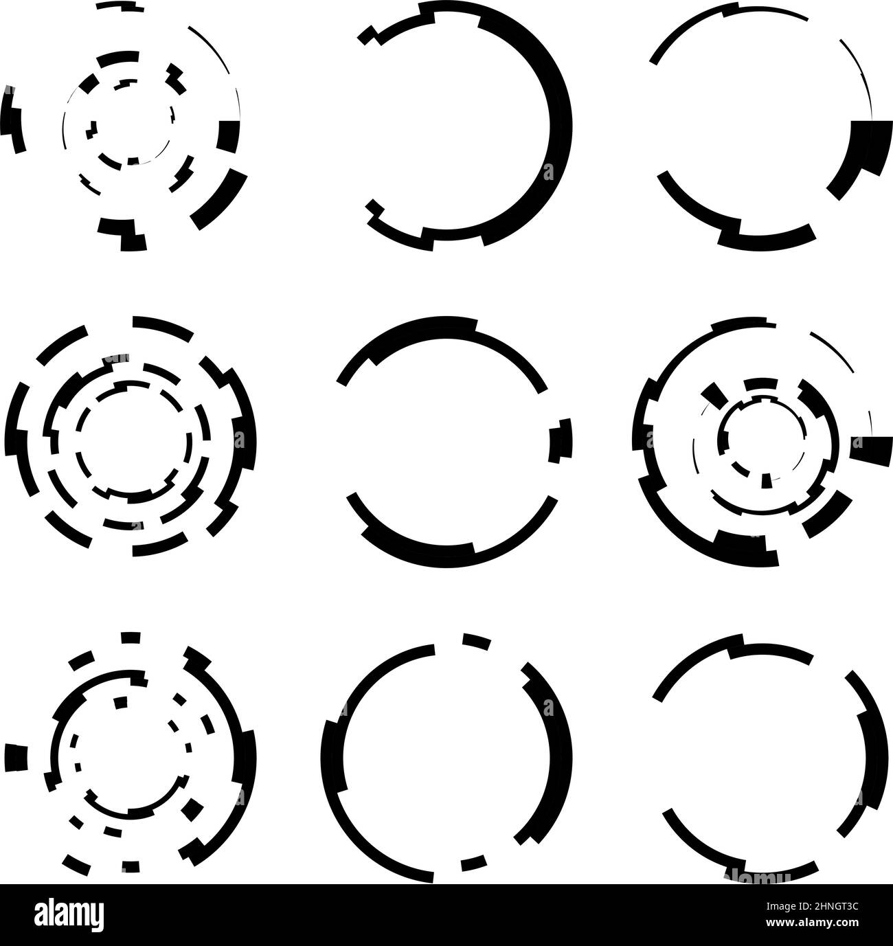 Abstract circle graphic. Geometric circle, ring design element. Circular, concentric angular ...